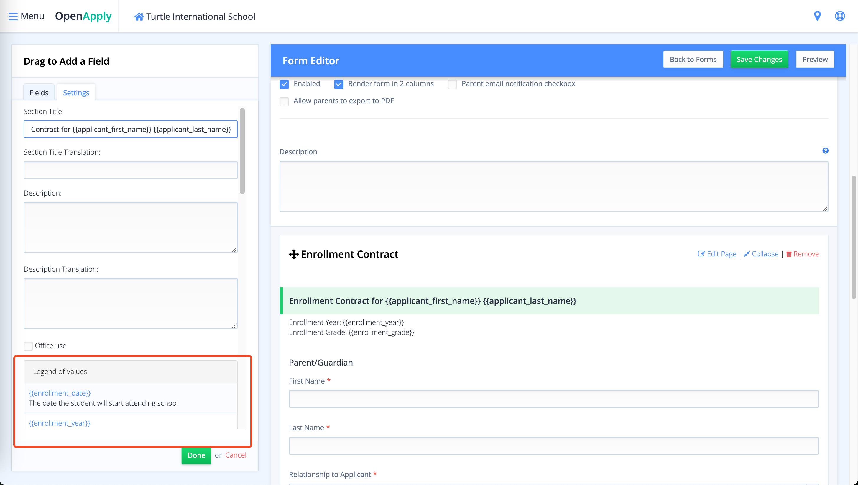 Enrolment Contract - Signature on PDF – OpenApply Help Centre