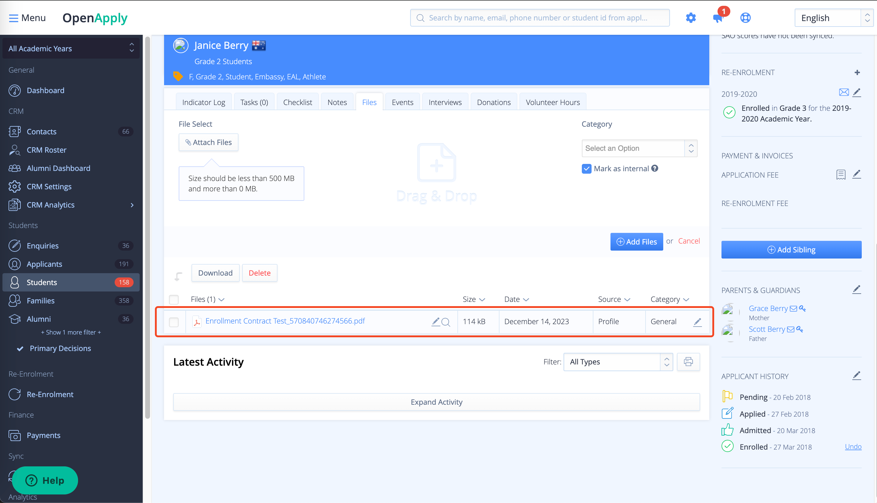 Enrolment Contract - Signature on PDF – OpenApply Help Centre