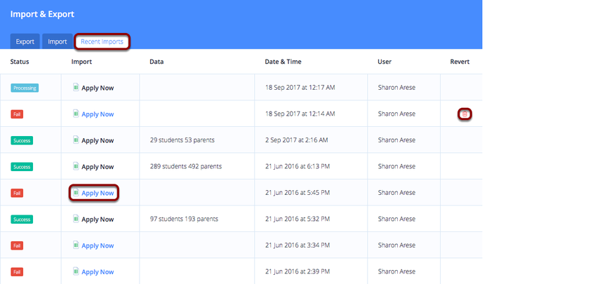 Import & Export Settings – OpenApply