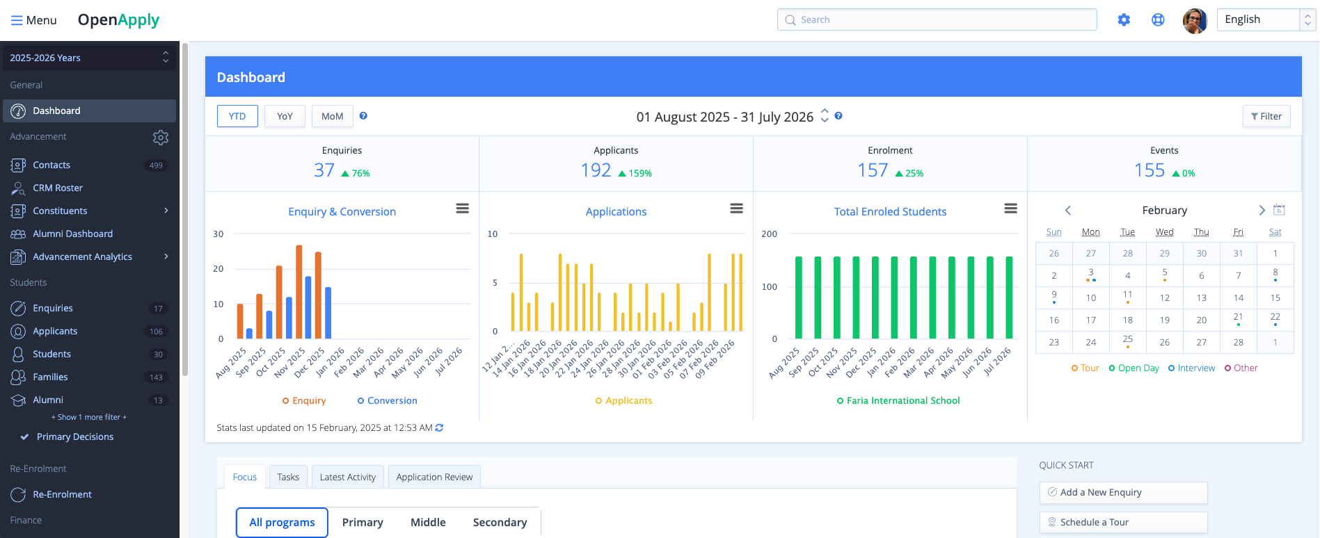 Landing Page and Dashboard – OpenApply Help Centre