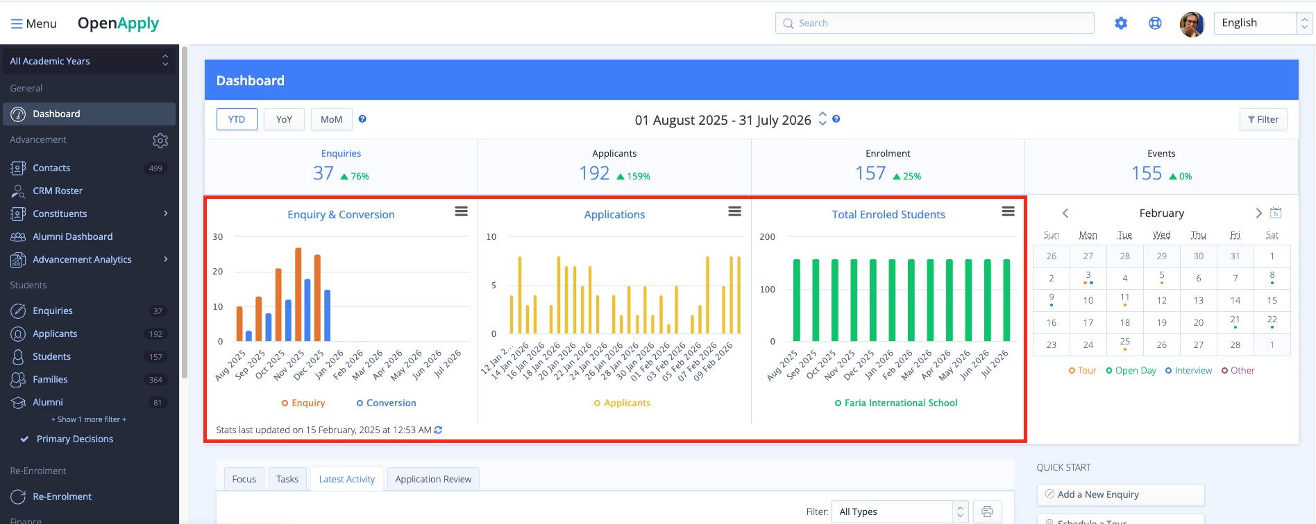 Landing Page and Dashboard – OpenApply Help Centre
