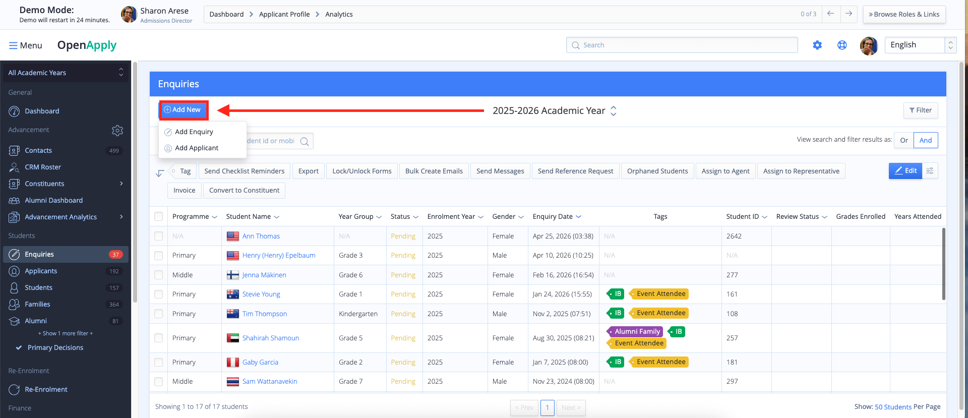 Common Features on Rosters – OpenApply Help Centre