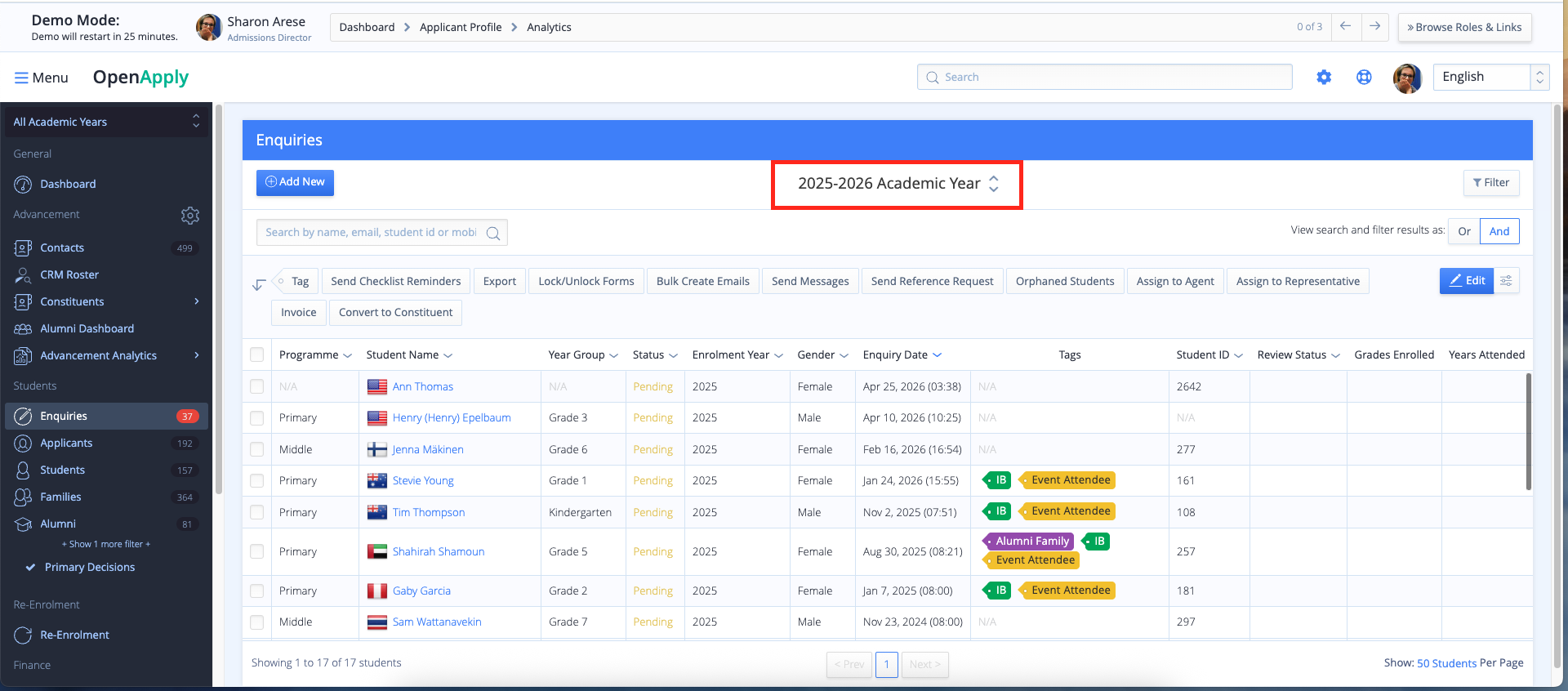 Common Features on Rosters – OpenApply Help Centre