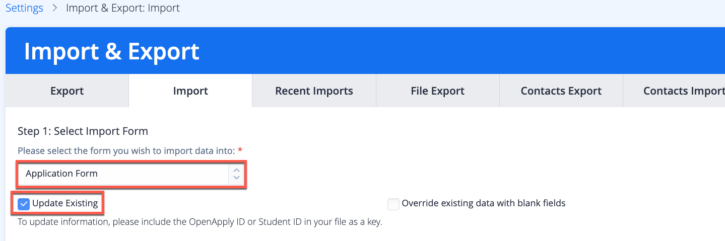 Bulk Update Students via Importing – OpenApply Help Centre